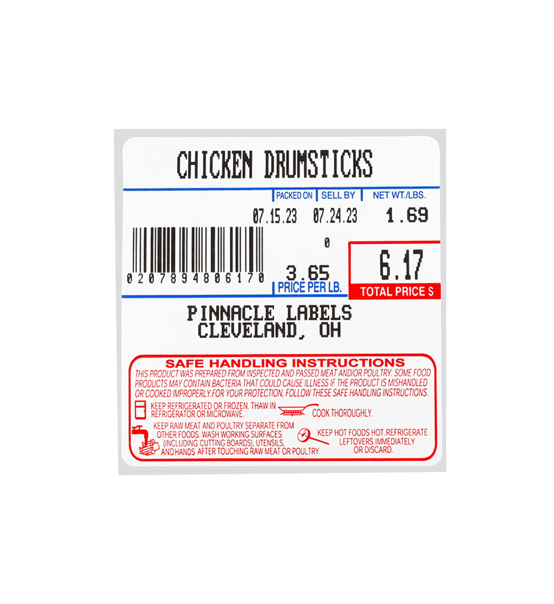 CAS 58mm x 60mm UPC Safe Handling Instructions Scale Labels - Buy ...